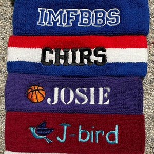 Sweatbands Headbands Custom Embroidered Stretch Terry Personalized - Etsy