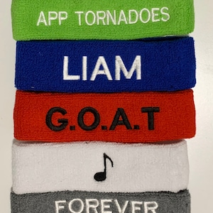 Sweatbands Headbands Custom Embroidered Stretch Terry Personalized - Etsy