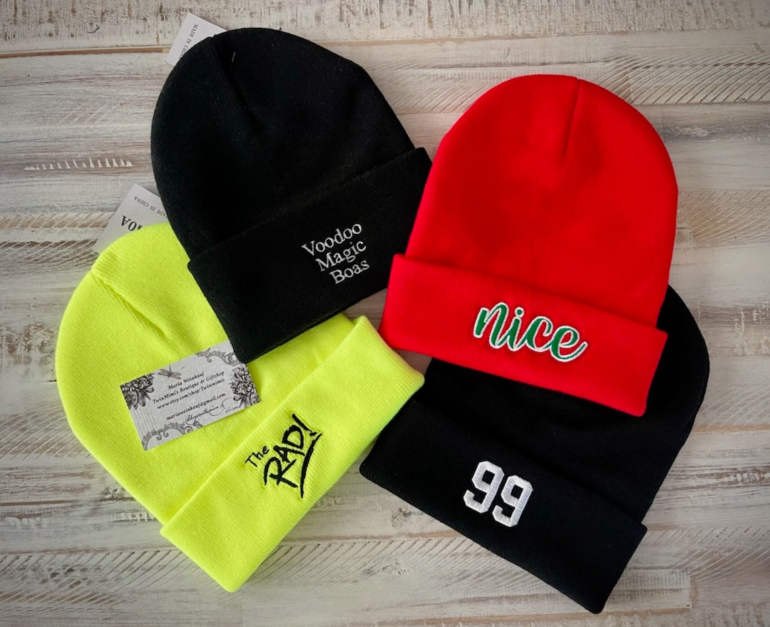 Custom Embroidered Beanies Hats Personalized Sports Gifts Adult Kid - Etsy