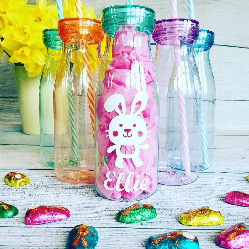Personalised bunny water bottle with straw - Etsy.de