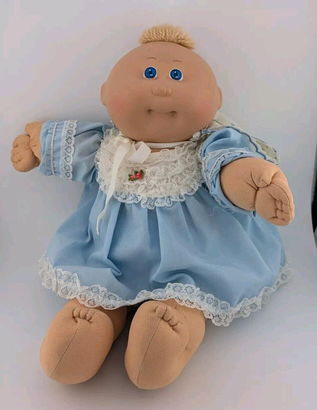 Preemie Cabbage Patch Doll Vintage 1982 Blonde Blue Dress Blue Eyes ...