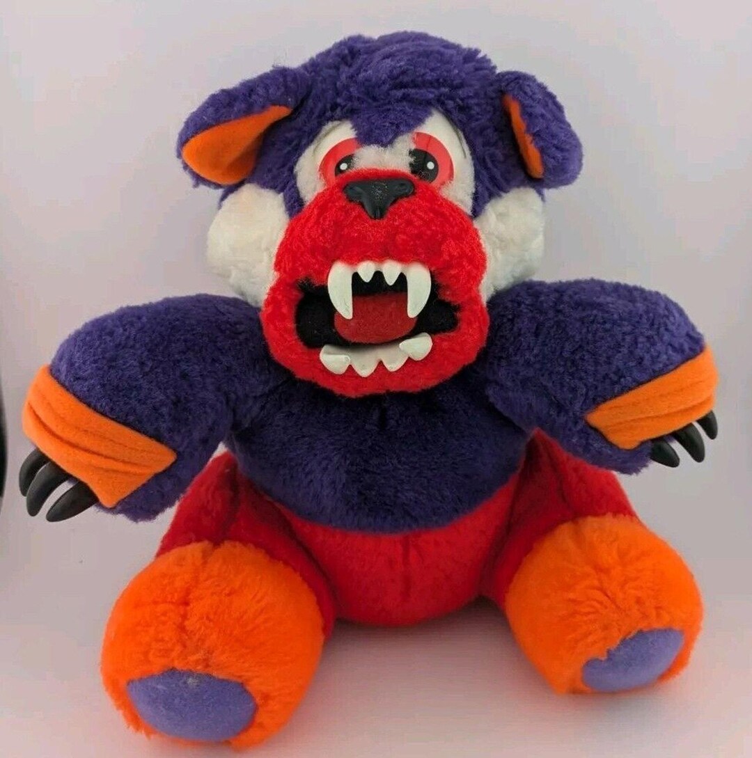 Beasty Bear Stuffed Animal Teeth Vintage 1991 Scary 2 Faced Toy Purple ...