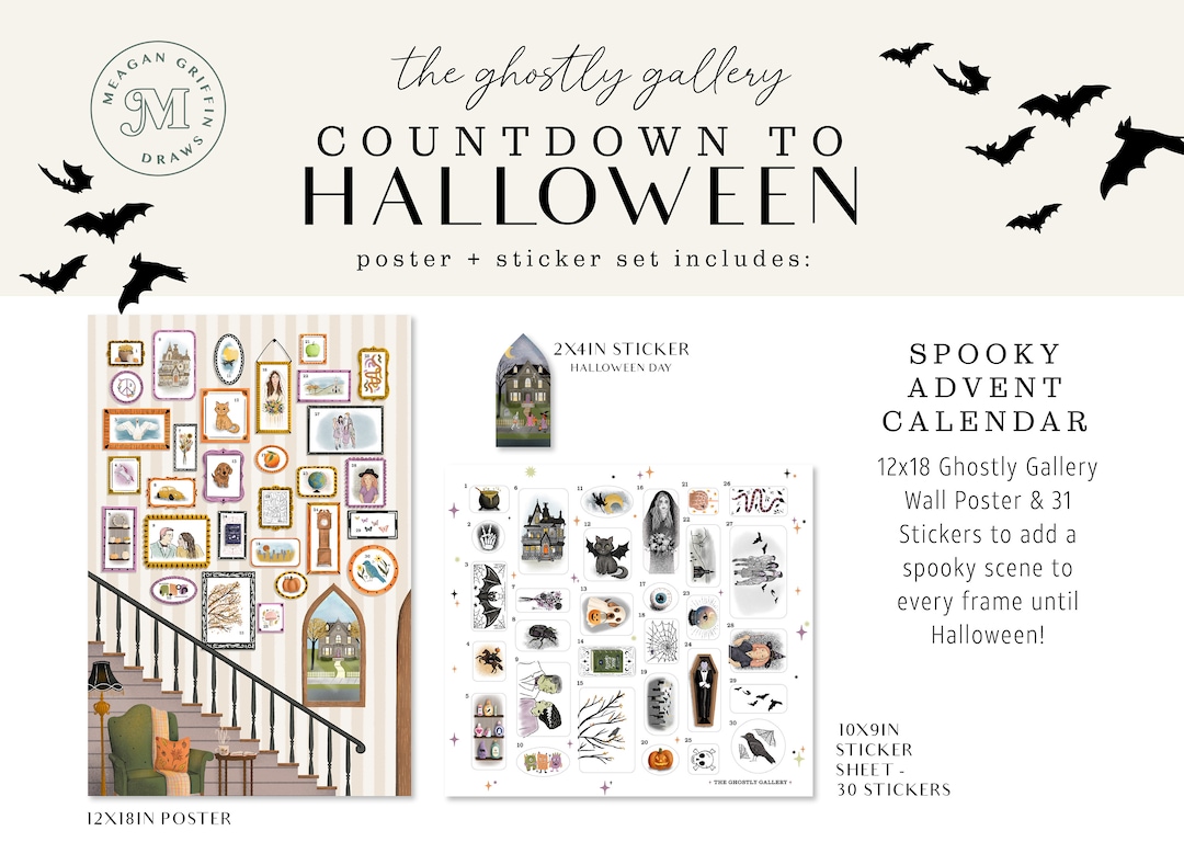 Halloween Advent Calendar, Spooky Characters, Original Illustrations ...