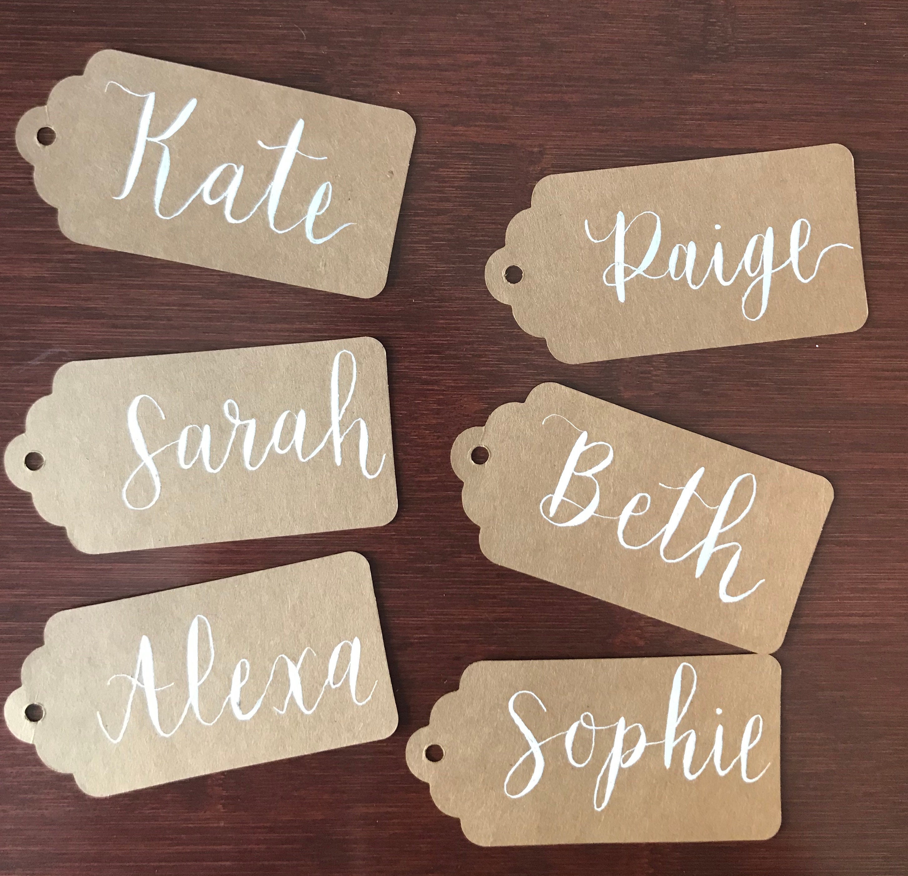 Handwritten Calligraphy Personalized Kraft Tag With White Ink - Etsy