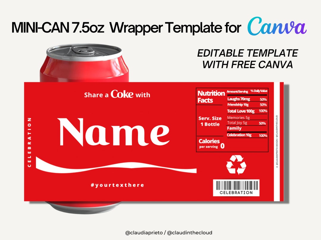 MINI Soda Can Template Editable Canva Template for Mini Can 7.5 Oz 222 ...