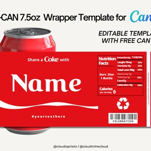 MINI Soda Can Template Editable Canva Template for Mini Can 7.5 Oz 222 ...