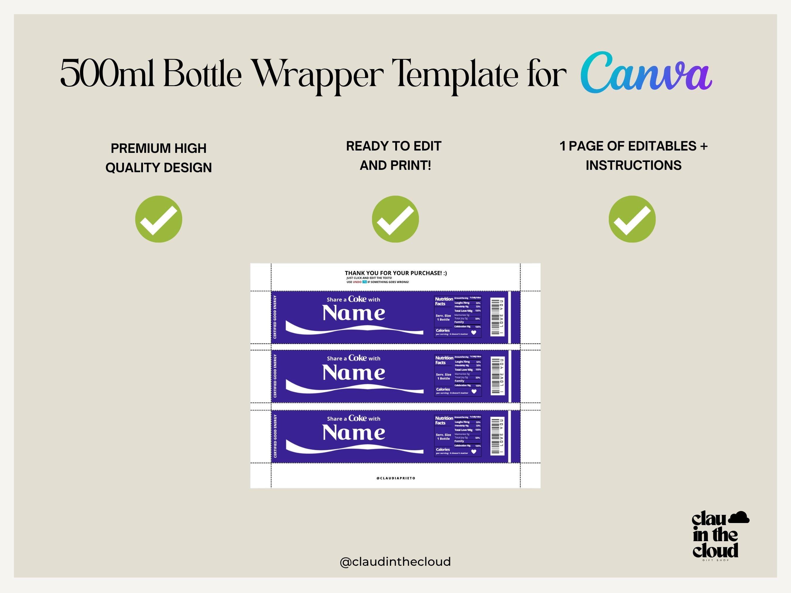 500ml Apology Soda Bottle Labels Template Canva Drink Labels Printable ...