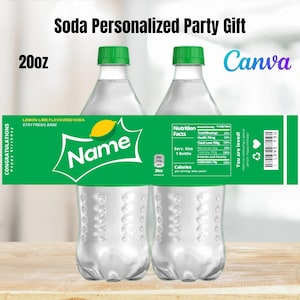 Custom Sprite Soda Labels Green Bottle Template 20oz Canva Drink Labels ...