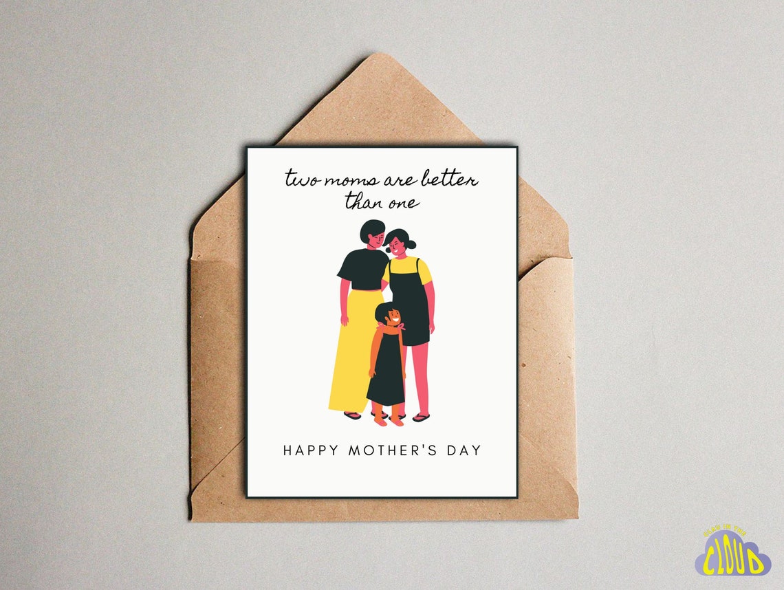 Two Moms Mothers Day Lgbt Mothers Day Card Etsy
