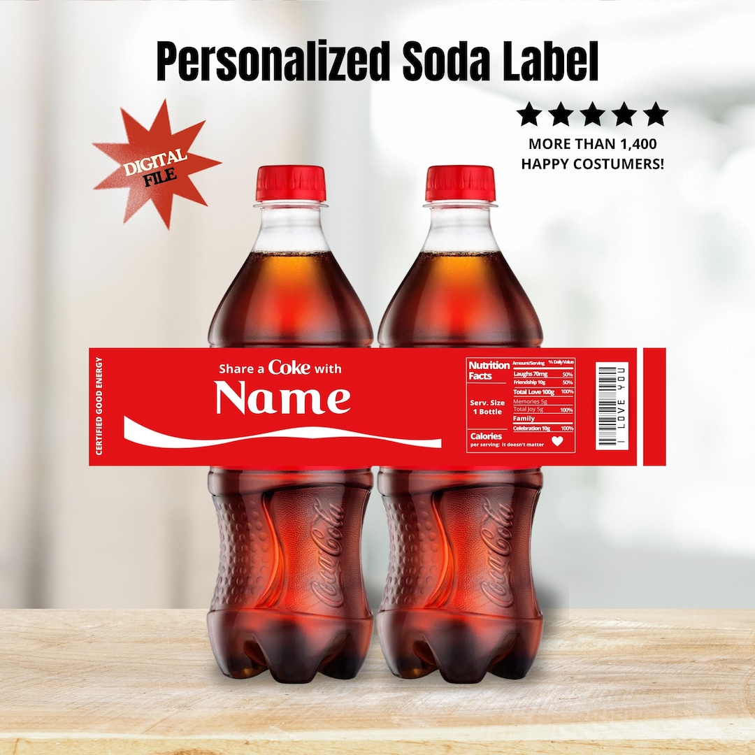 Editable Classic Soda Bottle Labels Template 20oz Canva Drink Labels ...