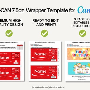 MINI Soda Can Template Editable Canva Template for Mini Can 7.5 Oz 222 ...