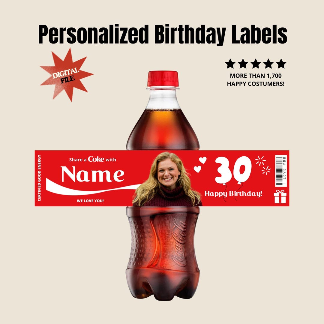 Personalized Soda Labels Photo | DIGITAL Birthday Soda Label | Custom ...