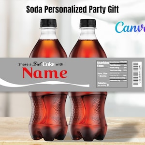 Editable Diet Soda Bottle Labels Template 20oz Canva Drink Labels ...