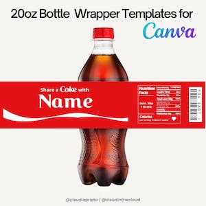 Editable Classic Soda Bottle Labels Template 20oz Canva Drink Labels ...
