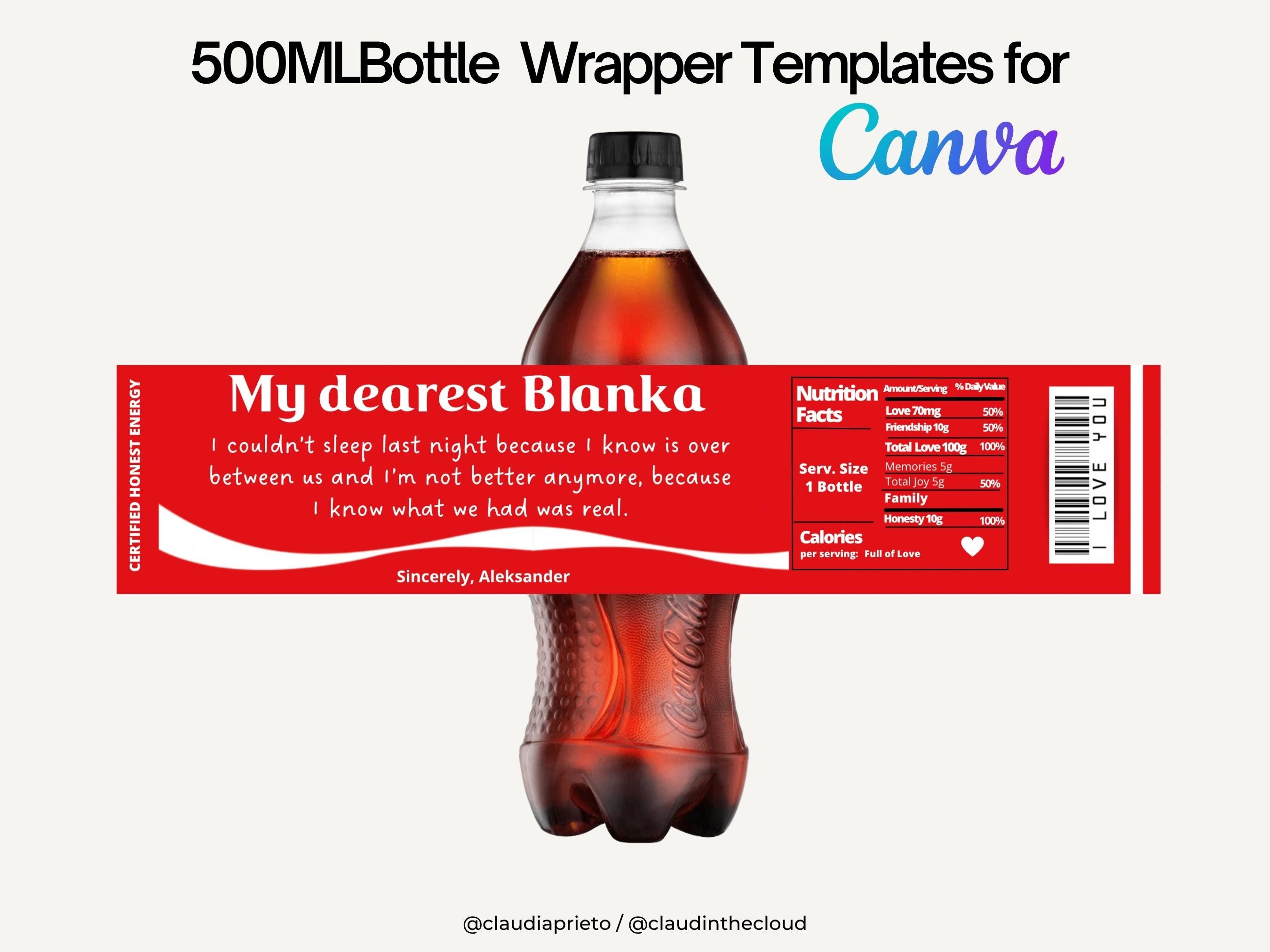 500ml Apology Soda Bottle Labels Template Canva Drink Labels Printable ...