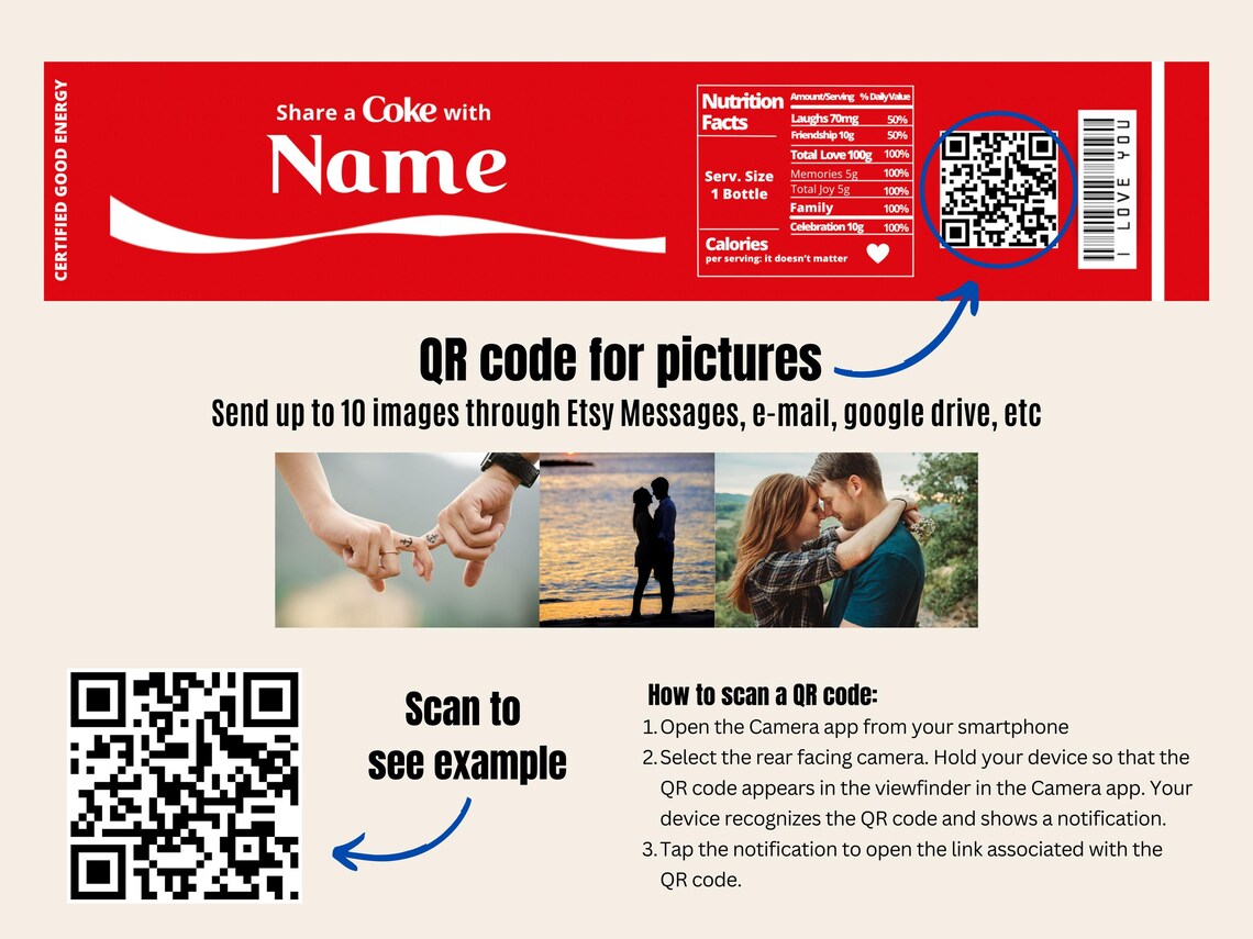 Custom Soda Bottle Labels With QR Code | Printable Digital Download ...