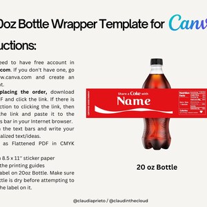 Editable Classic Soda Bottle Labels Template 20oz Canva Drink Labels ...