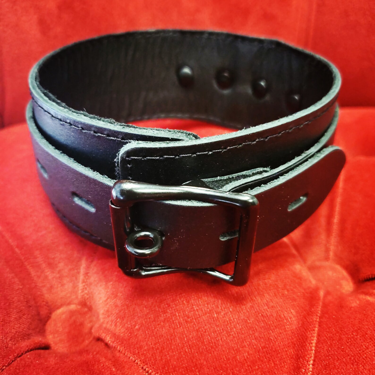 Stealth Black Leather D-ring Collar Restraint (2" Wide) - Locking ...
