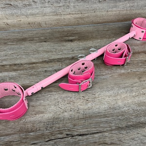 Adjustable Bondage Stocks Spreader Bar Restraint W/ Locking Leather ...