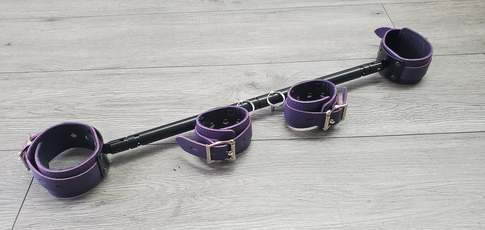 Adjustable Bondage Stocks Spreader Bar Restraint W/ Locking Leather ...