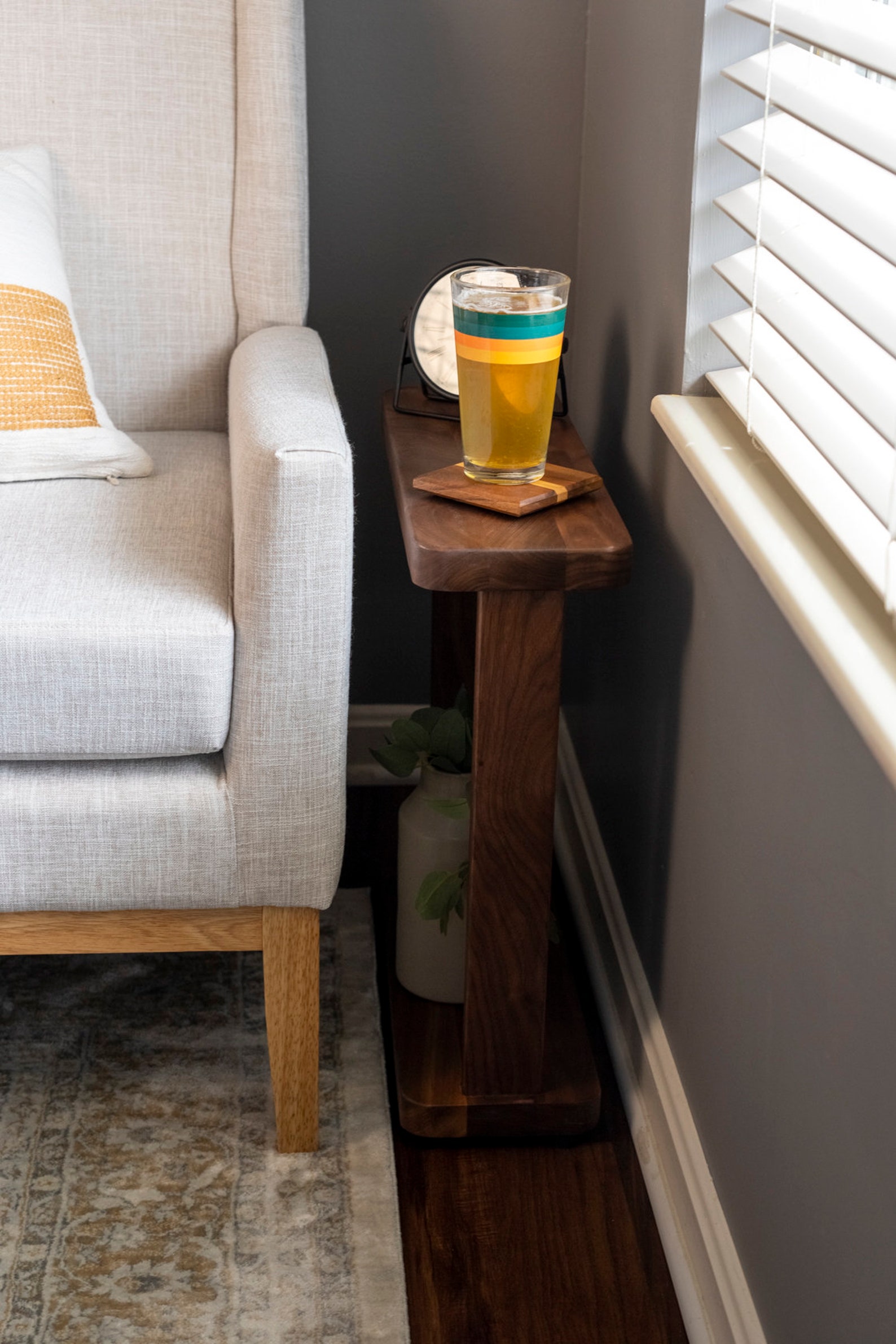 The Liz Table Narrow Hardwood Side Table Skinny Wood Table - Etsy