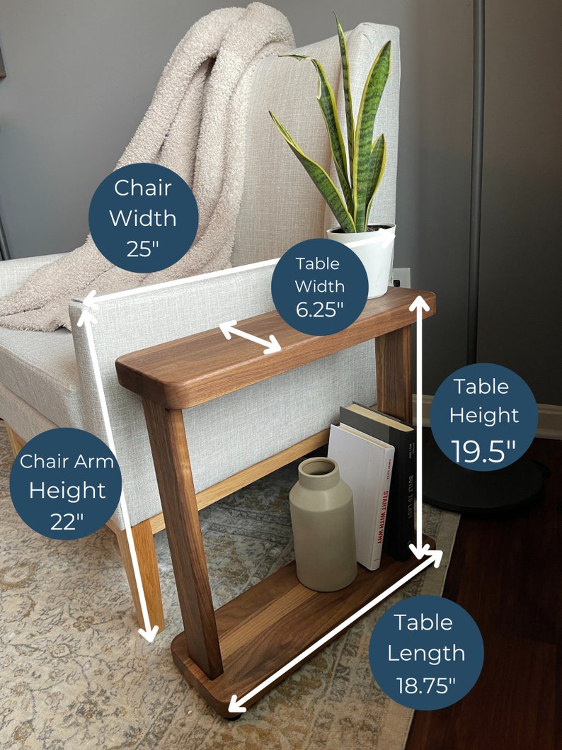 The Liz Table Narrow Hardwood Side Table Skinny Wood Table - Etsy