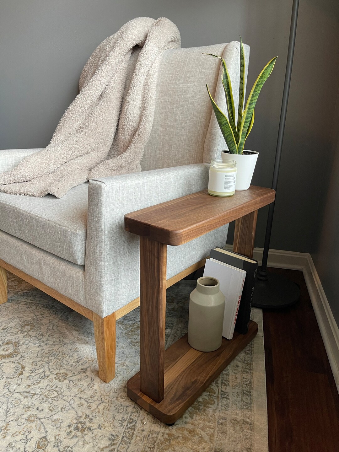The Liz Table Narrow Hardwood Side Table, Skinny Side Tables, Natural ...