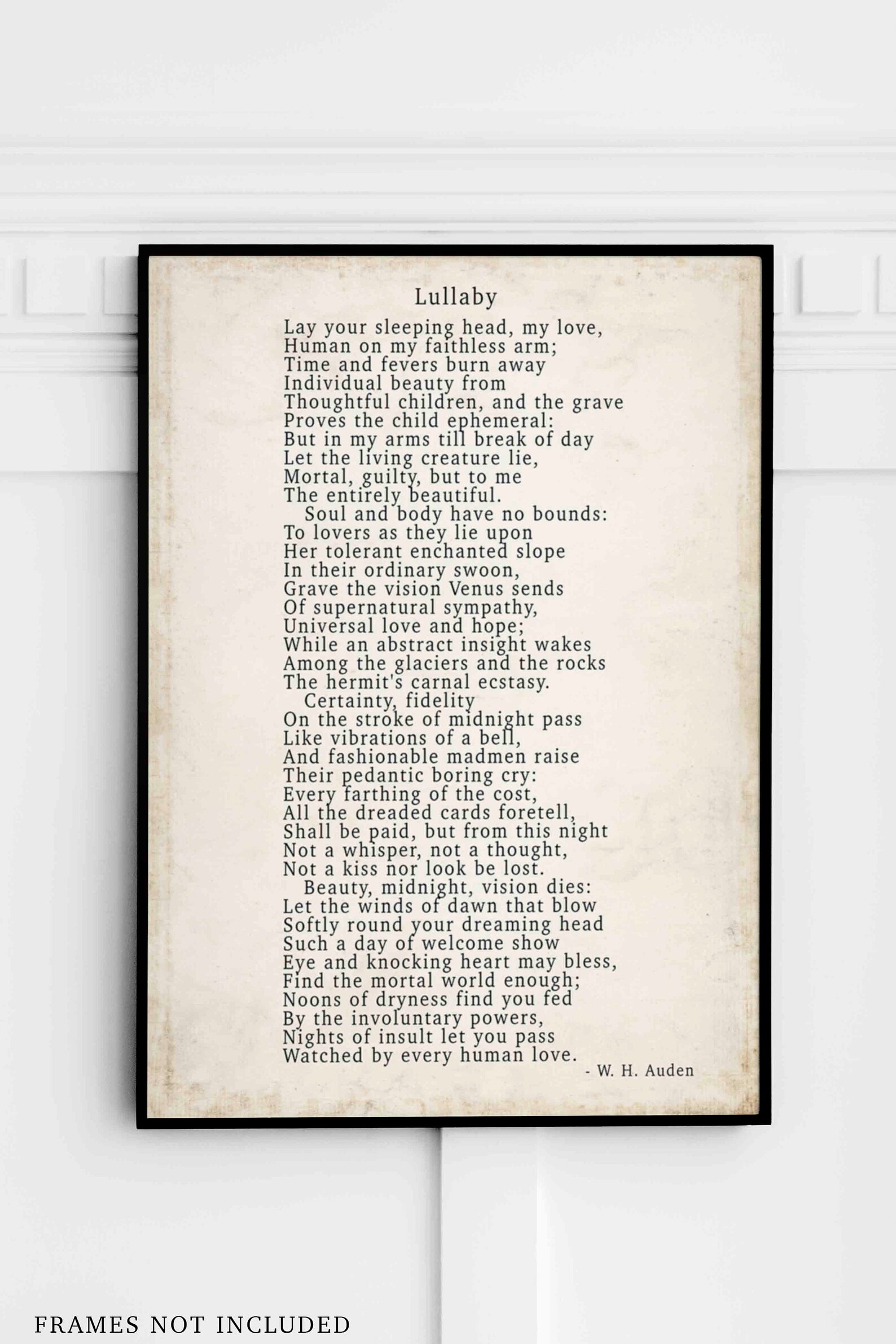 W H Auden Lullaby Poem Lay Your Sleeping Head My Love... - Etsy