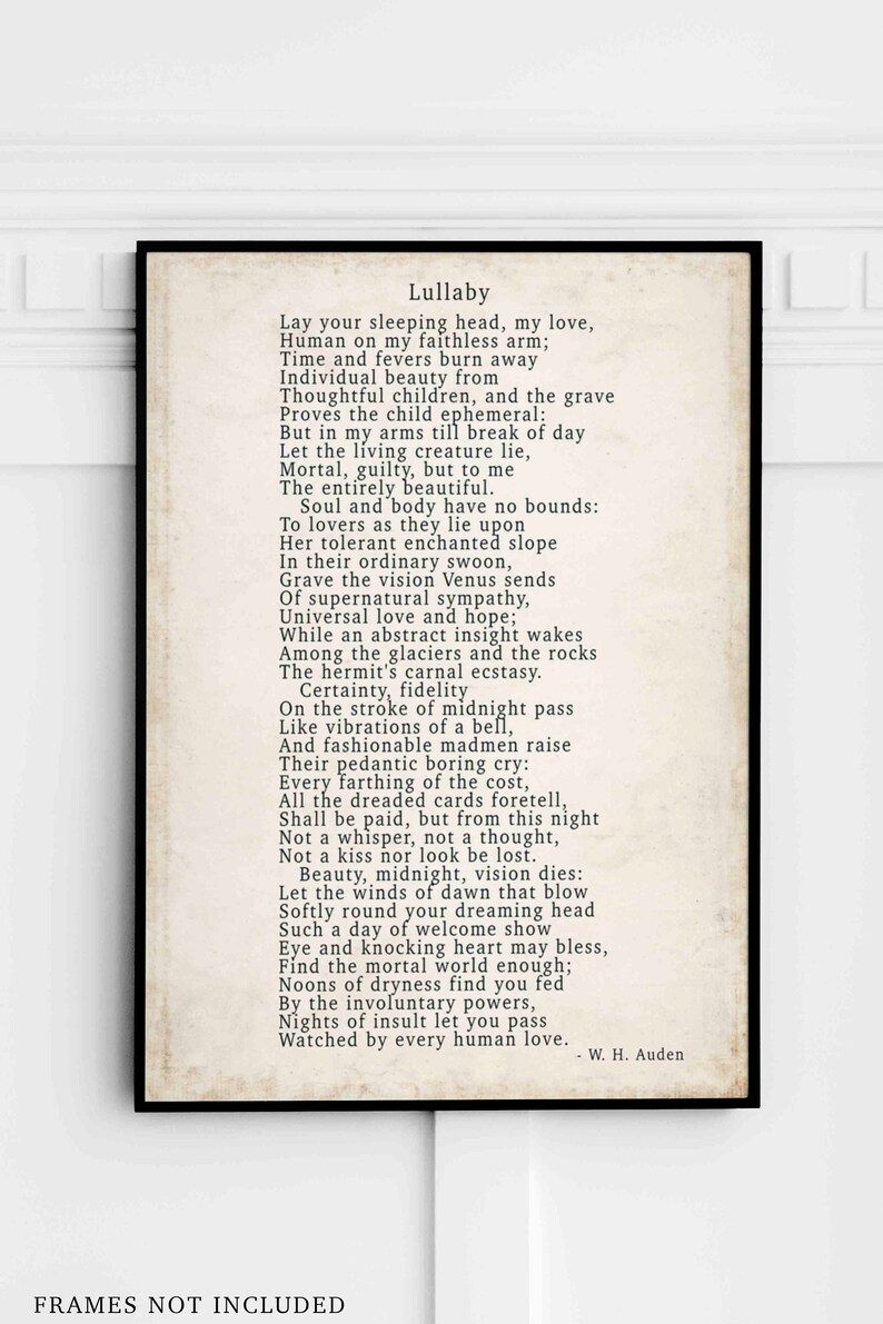W H Auden Lullaby Poem Lay Your Sleeping Head My Love... - Etsy