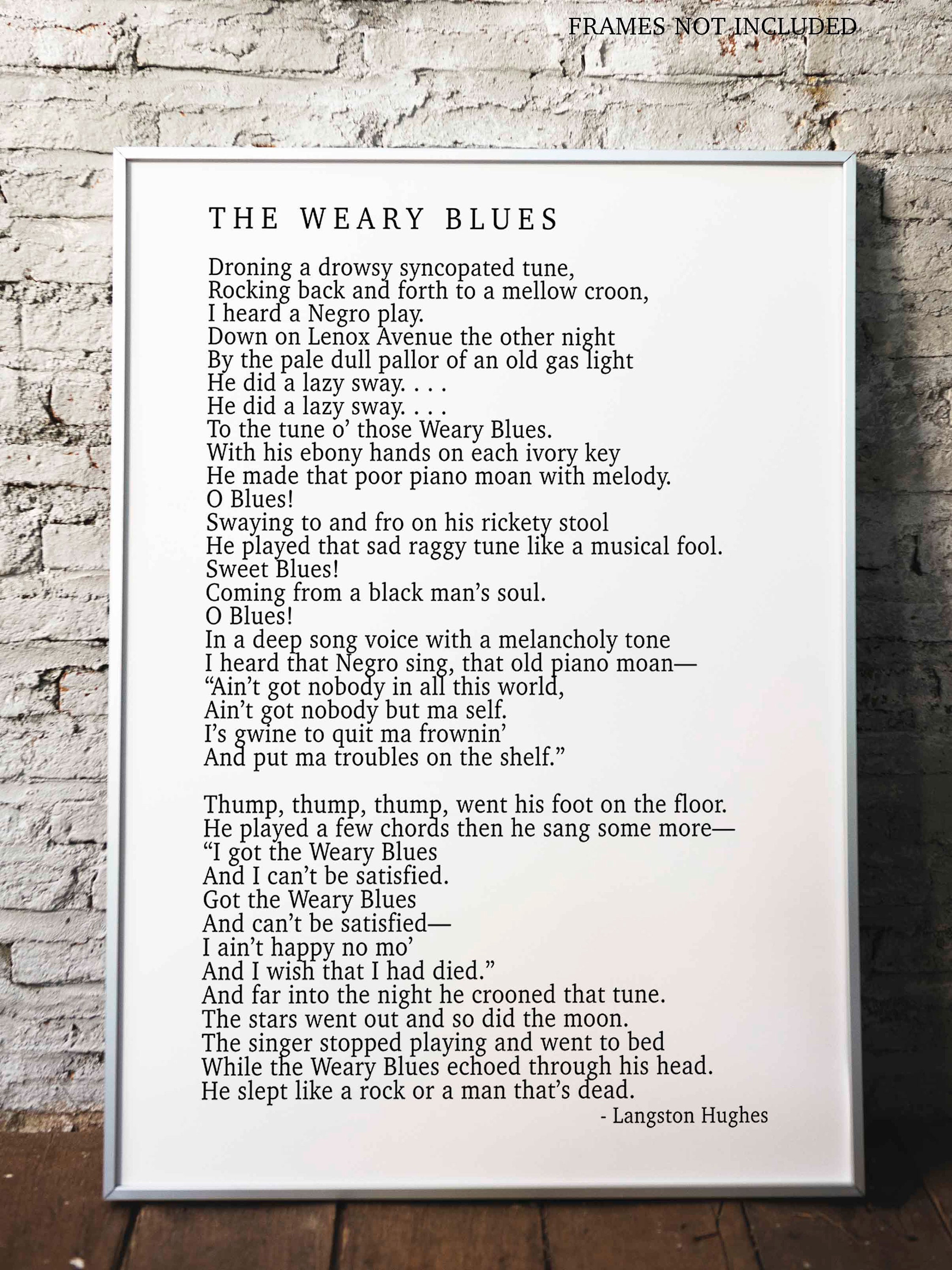 PRINTABLE Langston Hughes Poem Print the Weary Blues INSTANT - Etsy