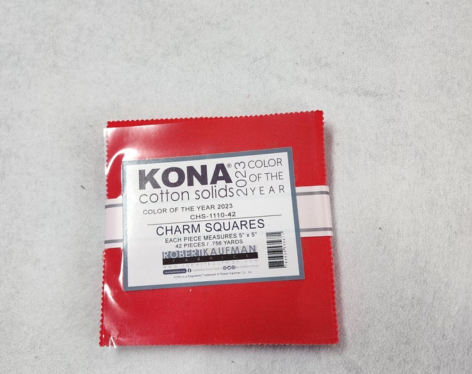 Kona Cotton Solids Color of the Year 2023 Red Charm Pack, 5 X 5, 42 Pcs ...
