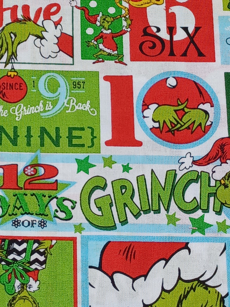 Grinch Who Stole Christmas Fabric, Lots of Colorful Characters, 100% ...