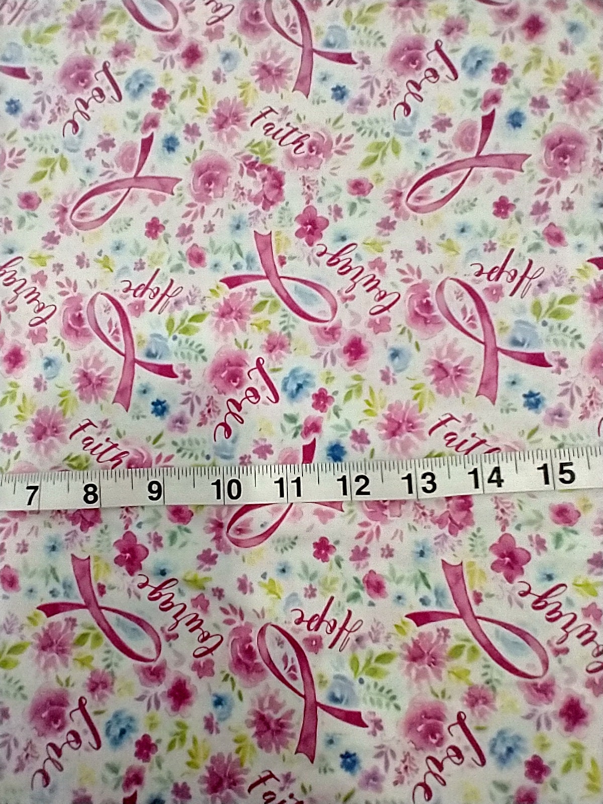 Breast Cancer Fabric Ribbons Flowers Pink White Love | Etsy