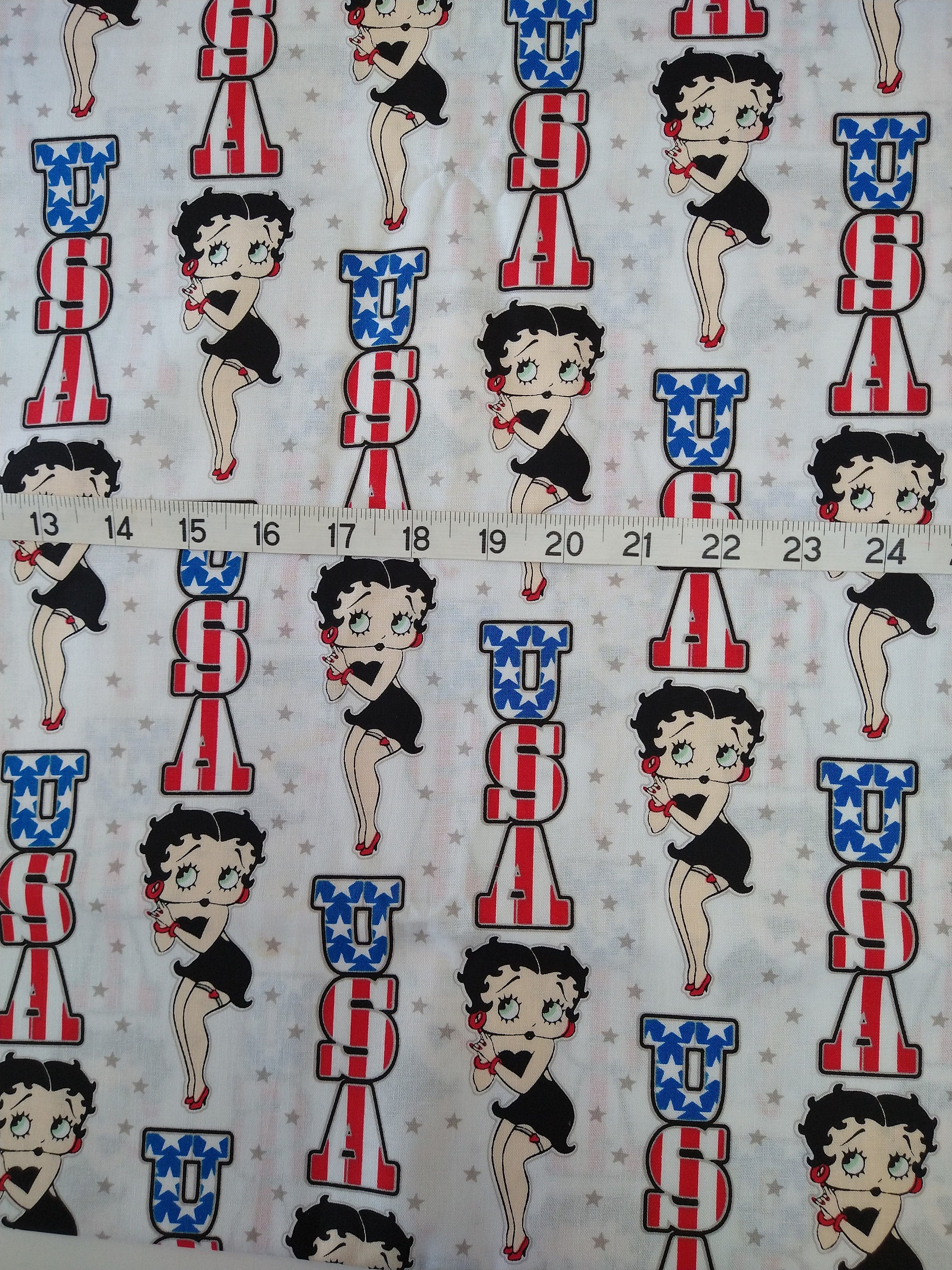 Betty Boop Fabric blue red White Fourth July Theme 100% - Etsy