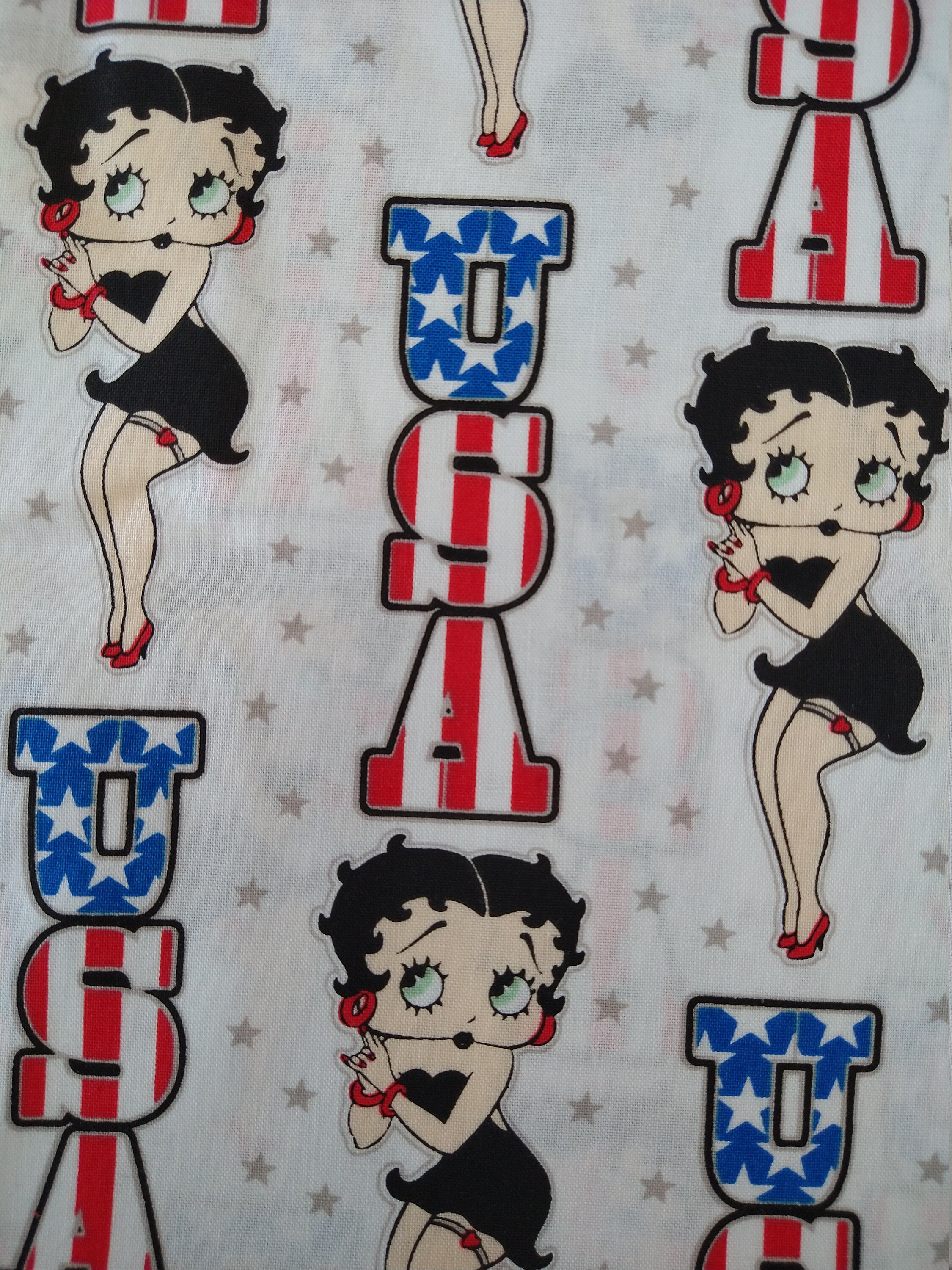 Betty Boop Fabric blue red White Fourth July Theme 100% - Etsy