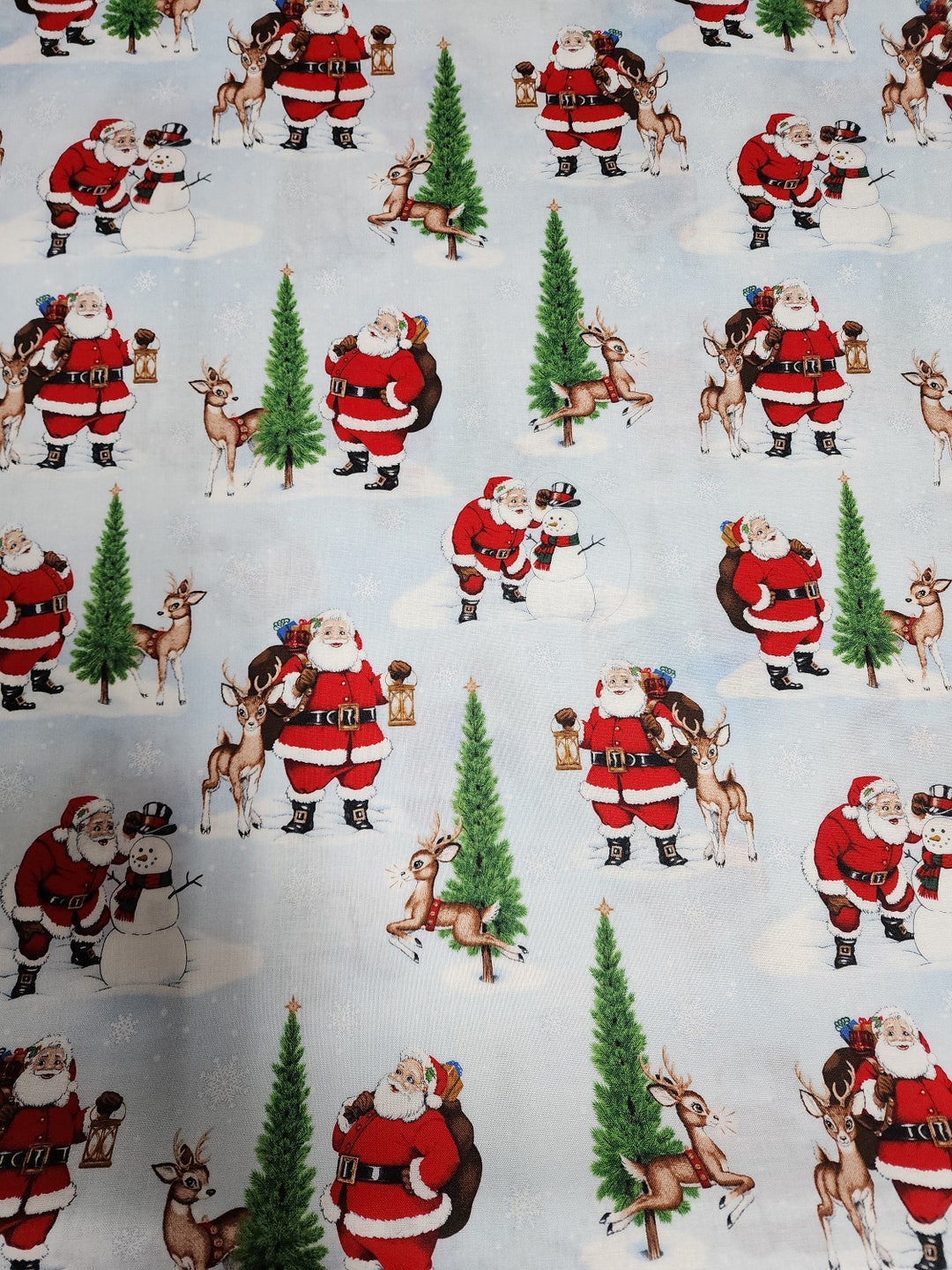 Santa & Rudolph Christmas Fabric: Quilt Quality Cotton - Etsy