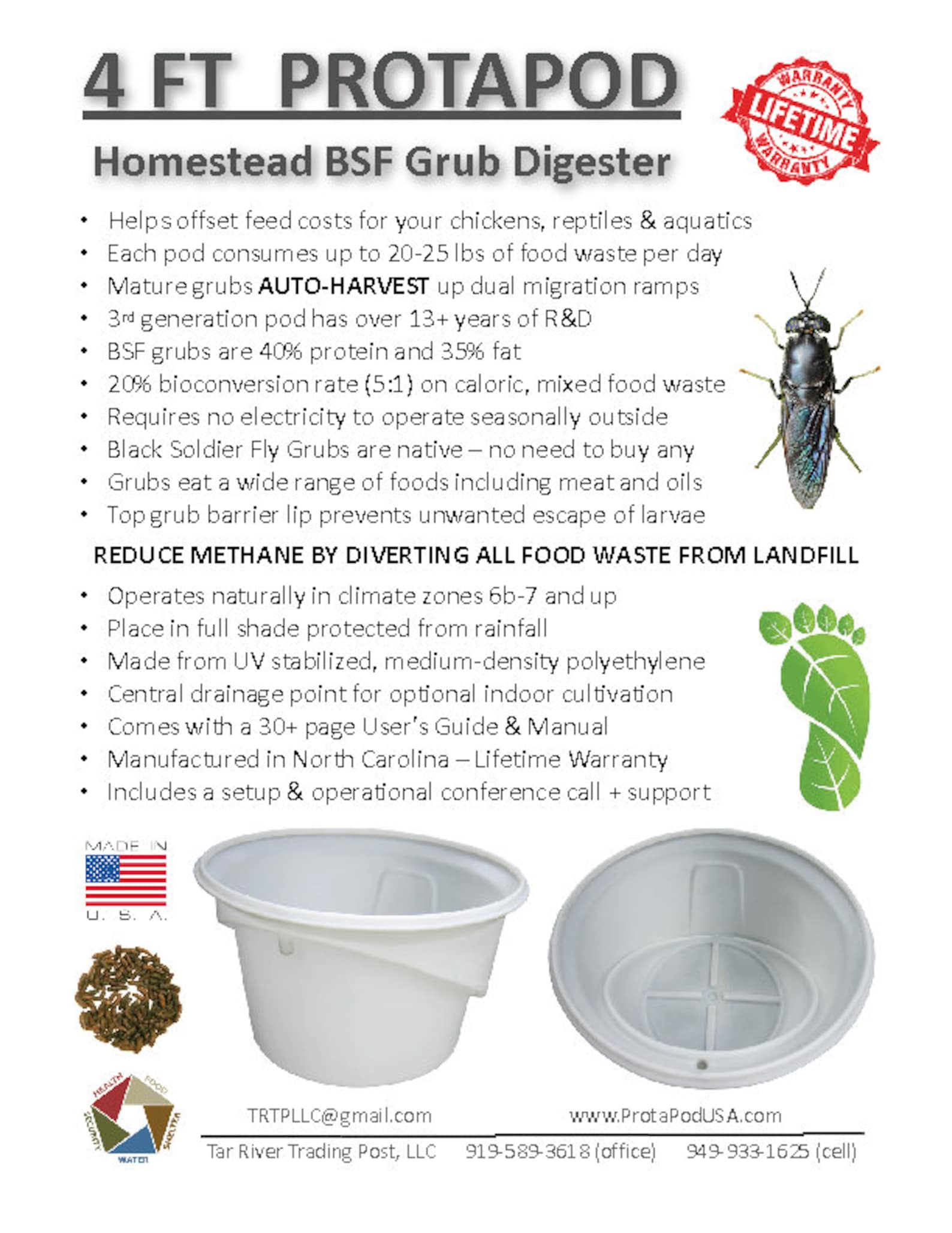 Protapod: Black Soldier Fly Larvae (BSFL) Food Waste Digester - 4 Foot ...