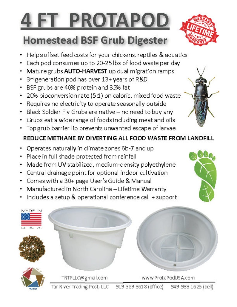 Protapod: Black Soldier Fly Larvae (BSFL) Food Waste Digester - 4 Foot ...