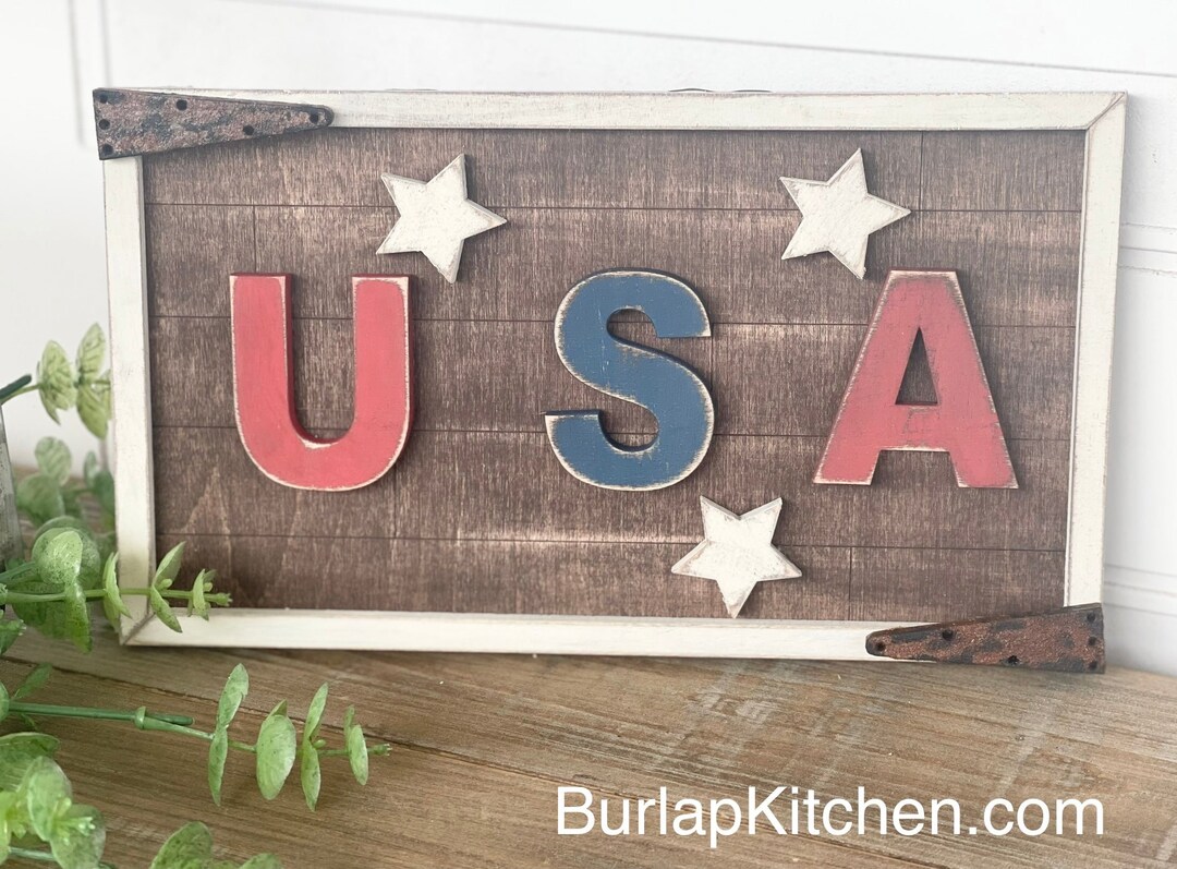 Rustic USA Sign Hinge Sign - Etsy