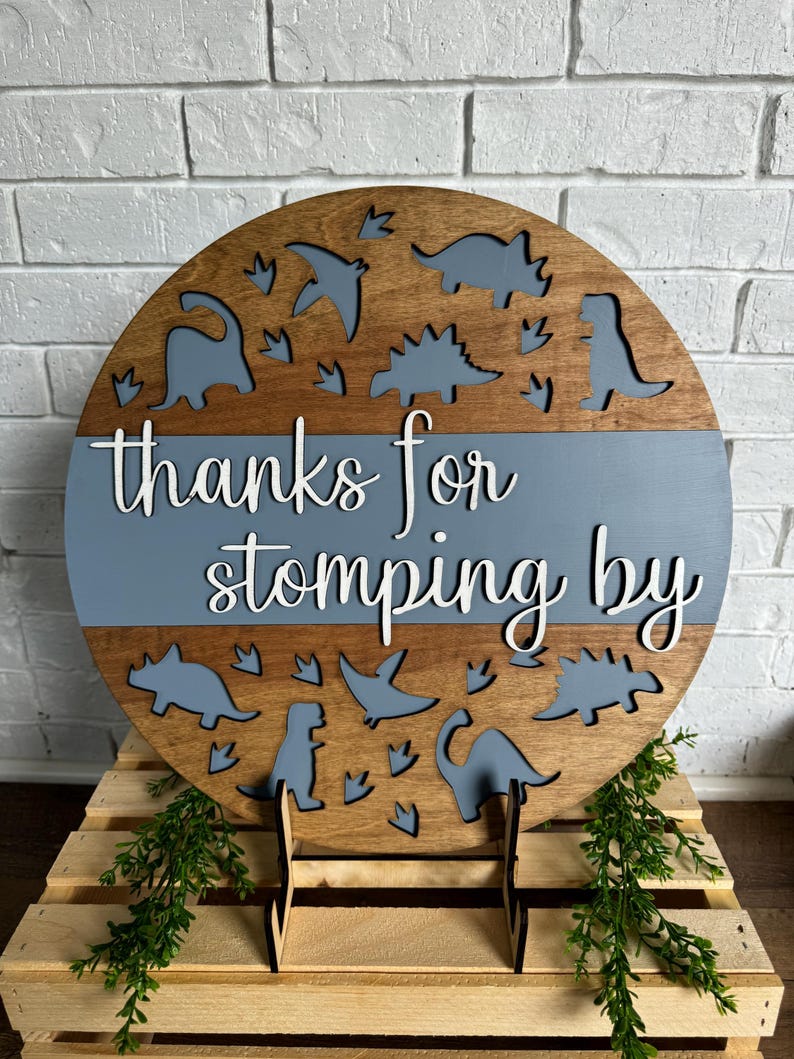 Thanks for Stomping by Door Hanger, Dinosaur, Laser Cut File SVG ...