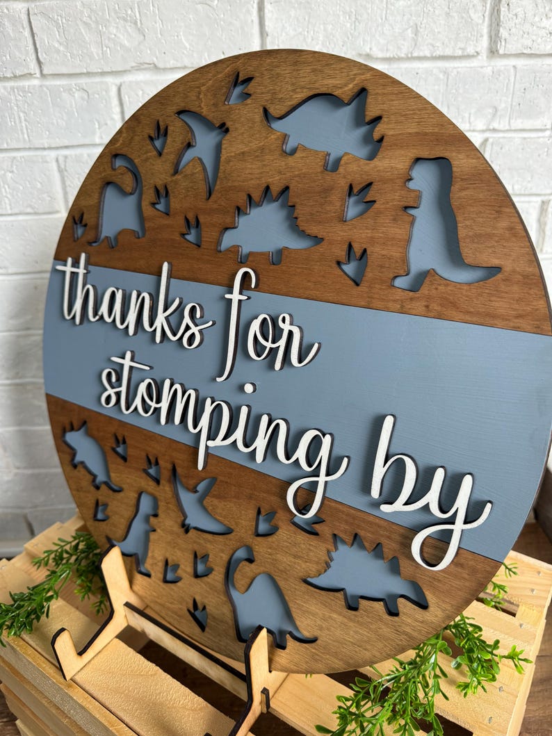 Thanks for Stomping by Door Hanger, Dinosaur, Laser Cut File SVG ...
