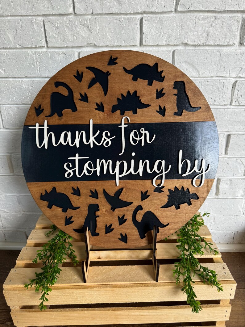 Thanks for Stomping by Door Hanger, Dinosaur, Laser Cut File SVG ...