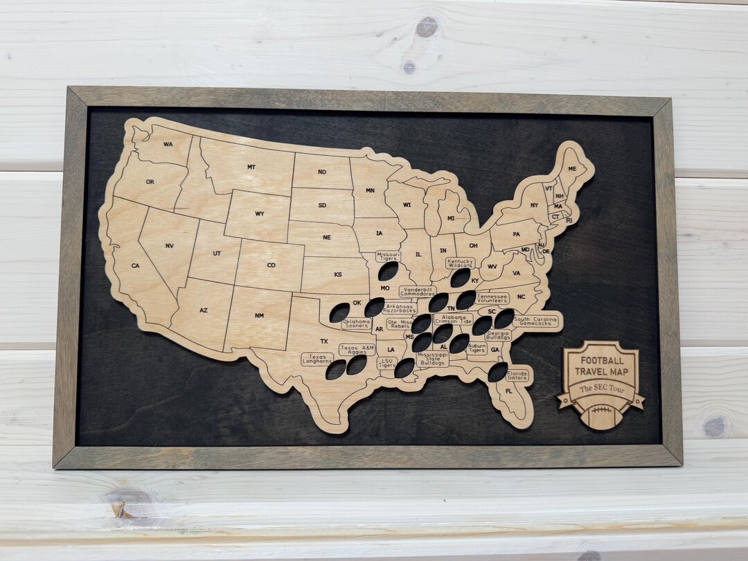 College Football SEC Travel Map: Laser Cut Checklist SVG (digital ...