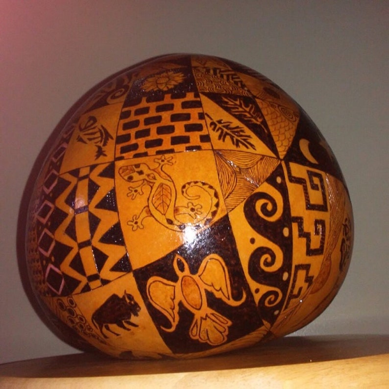 Handcrafted Gourd Art Pyrography Native American Art Animal - Etsy