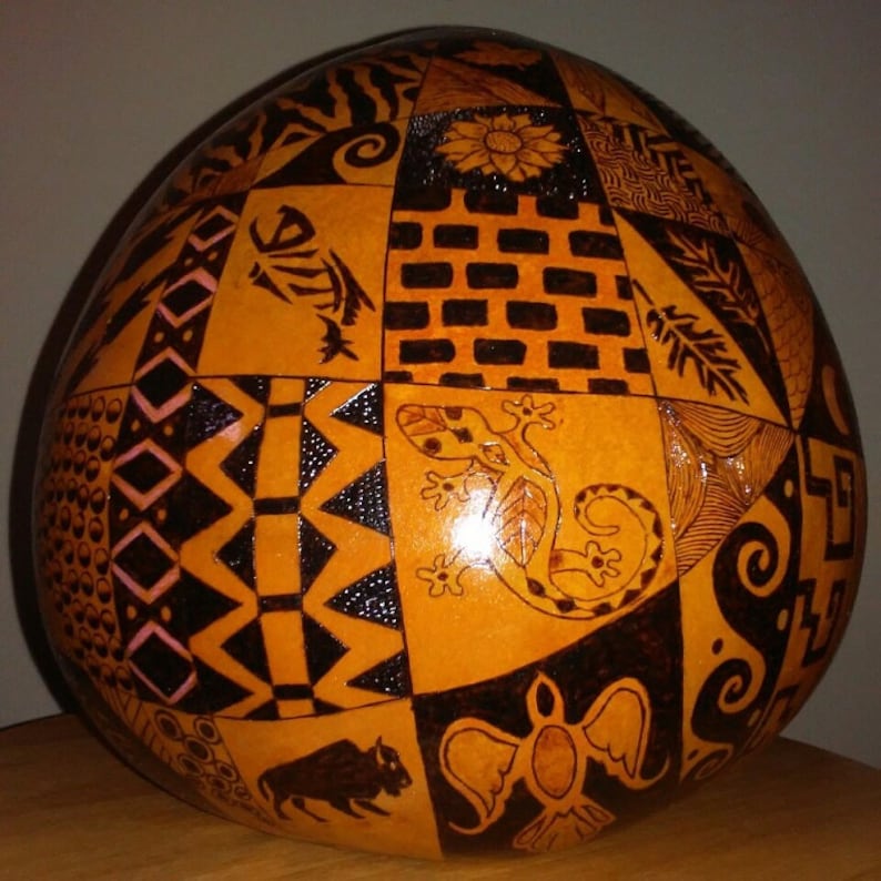 Handcrafted Gourd Art Pyrography Native American Art Animal - Etsy