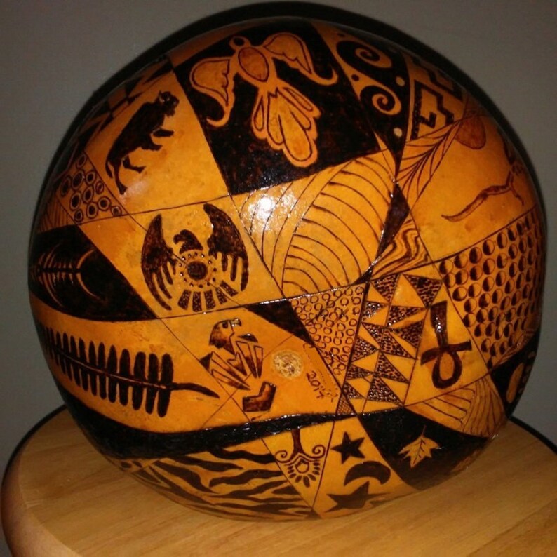 Handcrafted Gourd Art Pyrography Native American Art Animal - Etsy