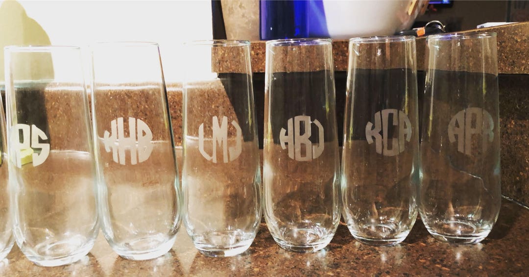 Etched Monogram Glasses - Etsy