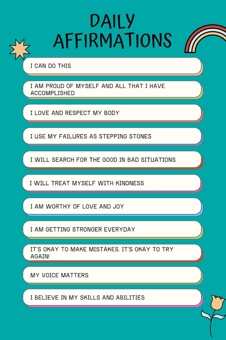 Daily Affirmations Encouragement Posters/ Note to Self Encouragement ...