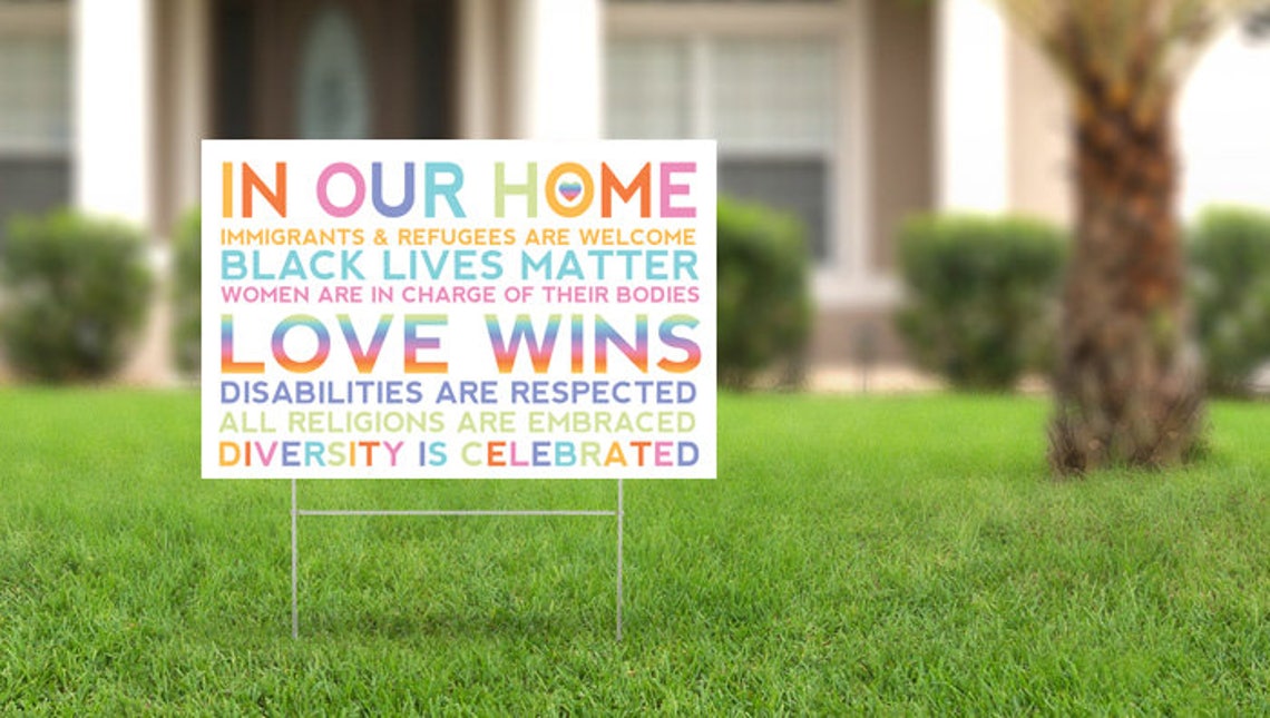 36x24" in Our Home Love Wins Yard Sign Liberal Decor in Our Home Print ...