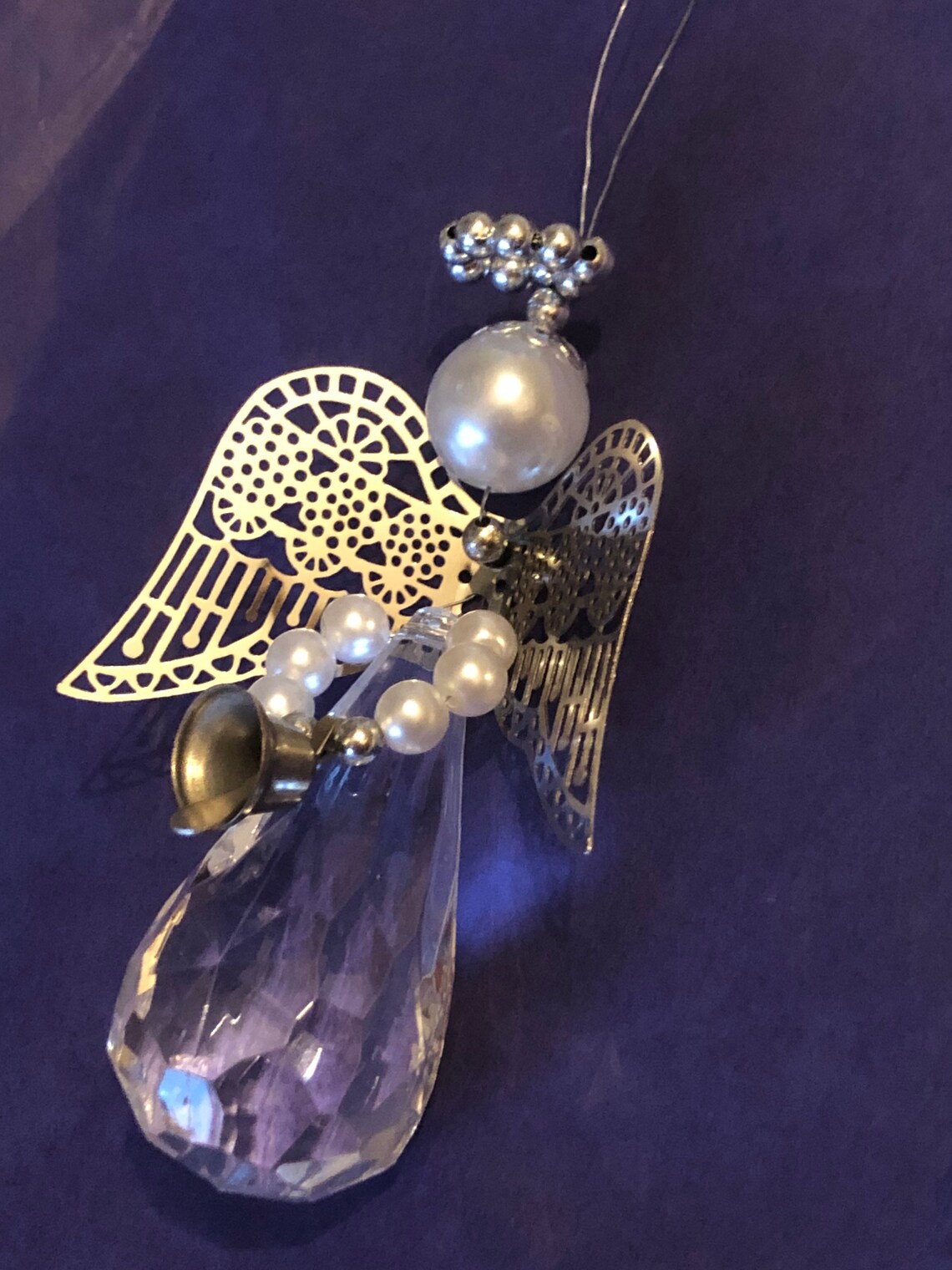 Beautiful Handmade Large Crystal Beaded Teardrop Hanging Angel | Etsy UK